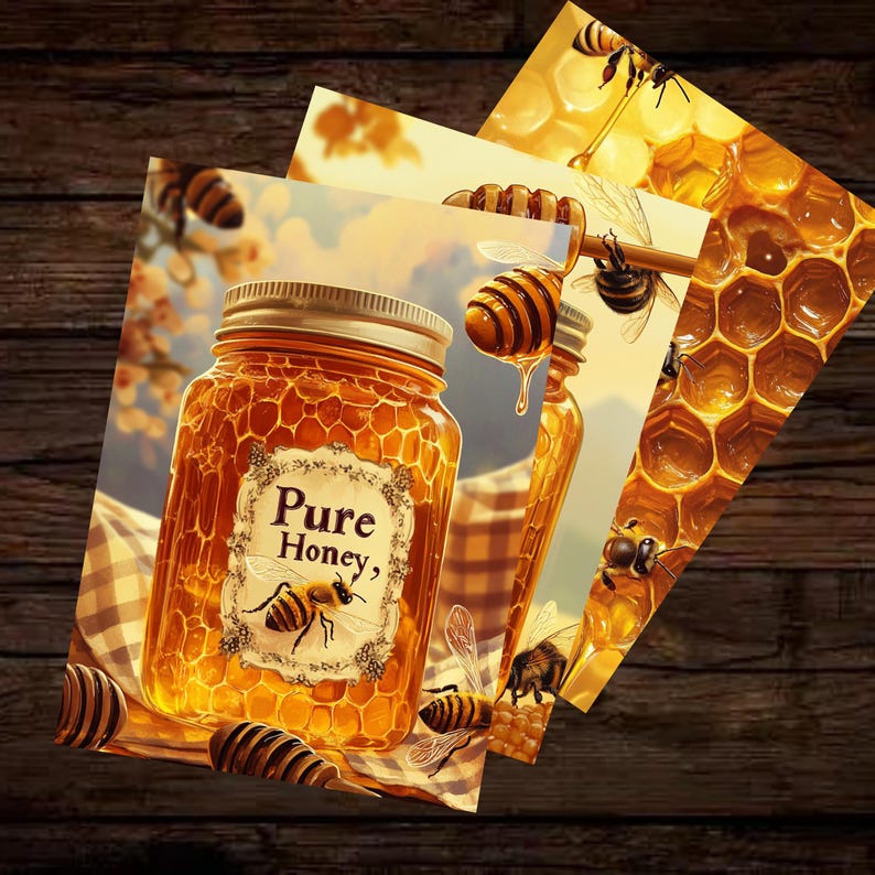 Bee Scrapbook Paper for Spring Crafts Honeycomb Digital Background for ...