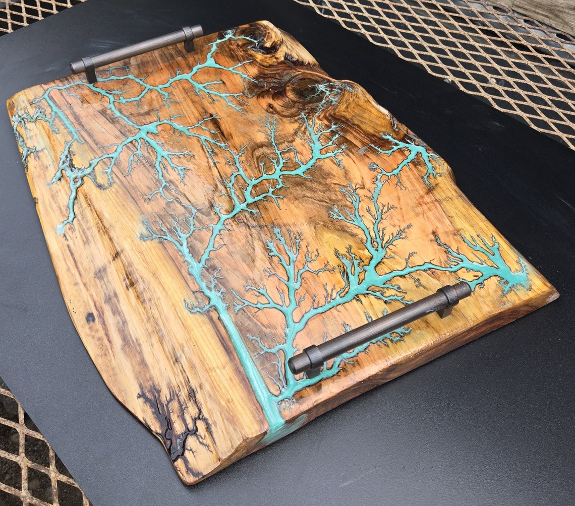 Live Edge Wood-charcuterie Board Lichtenberg Device Resin River SIZE 21 ...