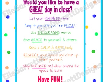 Classroom Expectations Posters, Signs, Boho Modern Rules, Printable ...