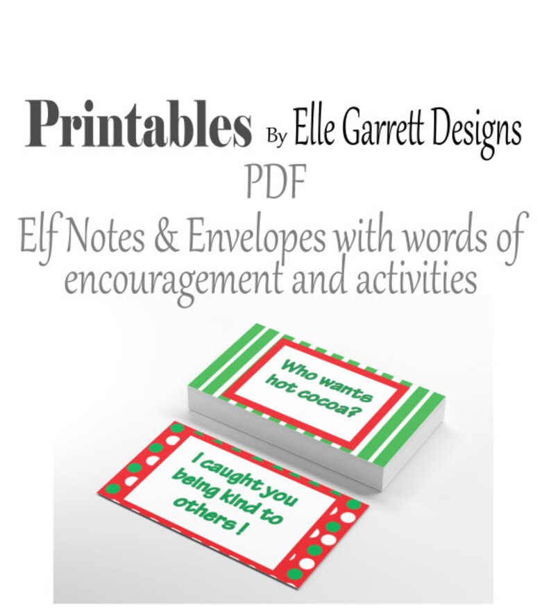 Lunchbox Notes Elf Notes and Envelopes for Encouragement and | Etsy