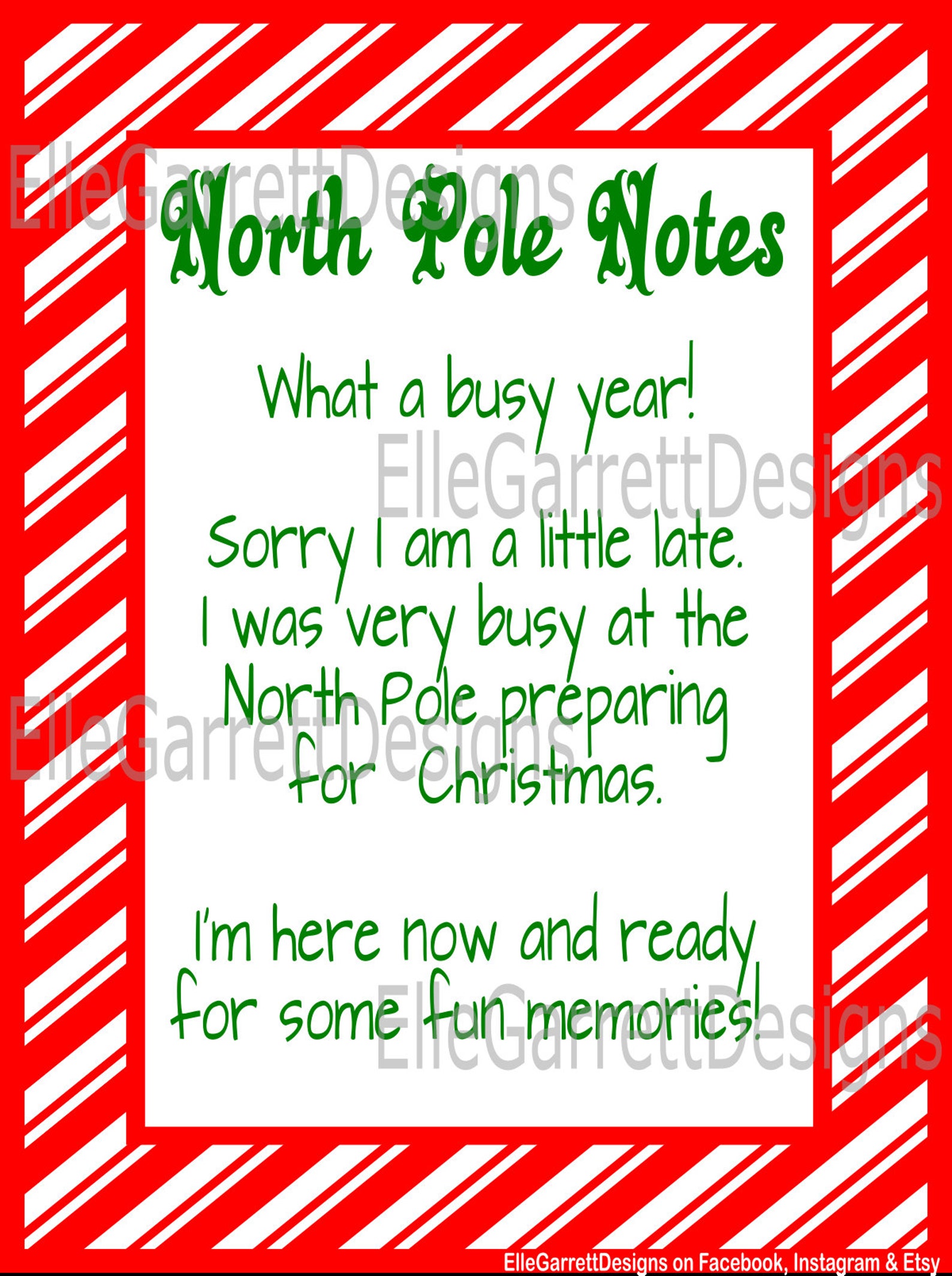 Elf Late Arrival Message Instant Download | Etsy