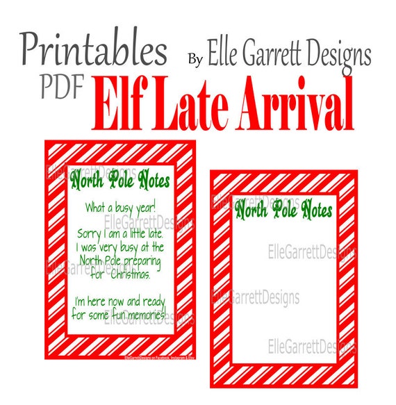 Elf Late Arrival Message Instant Download | Etsy