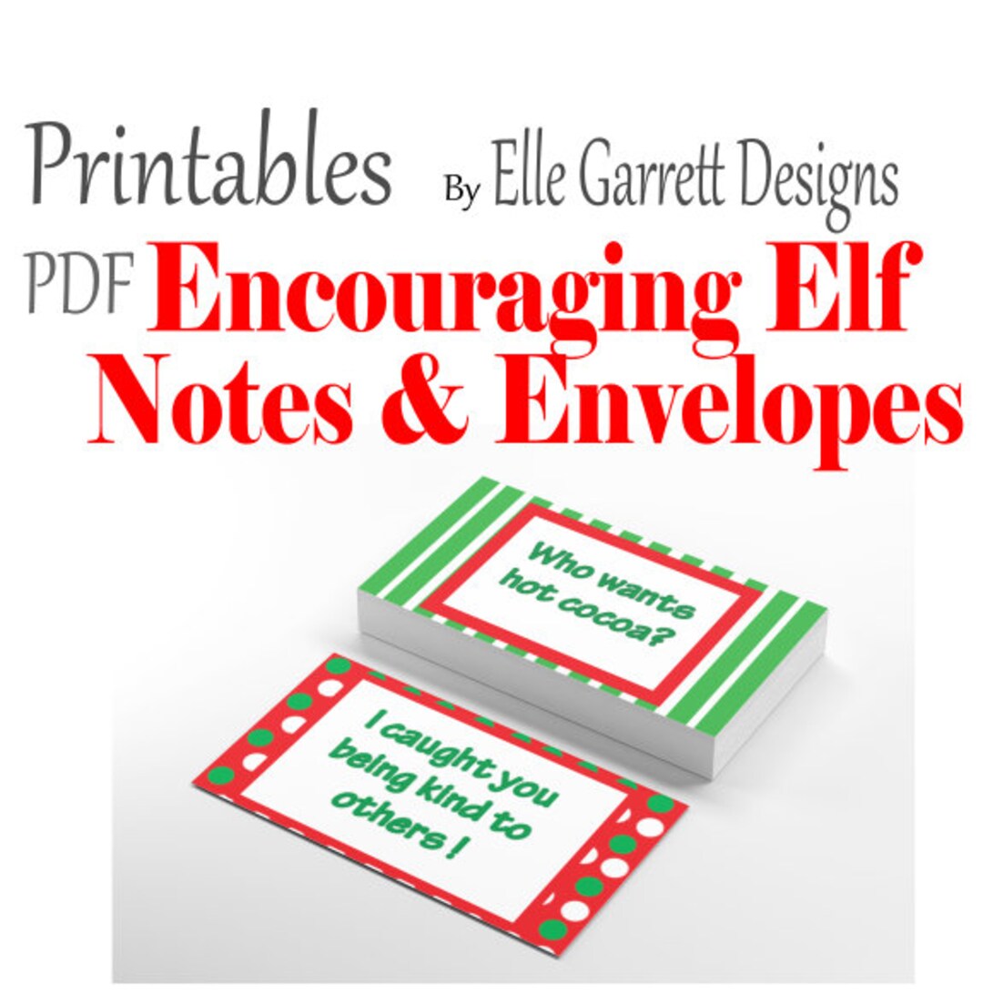Lunchbox Notes Elf Notes and Envelopes for Encouragement and Family ...