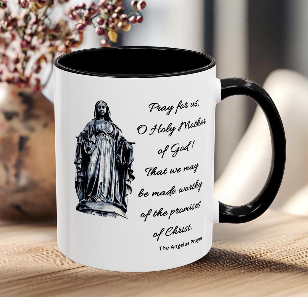 Holy Mary Easter Accent Coffee Mug, Christian Theme Angelus Prayer Cup ...