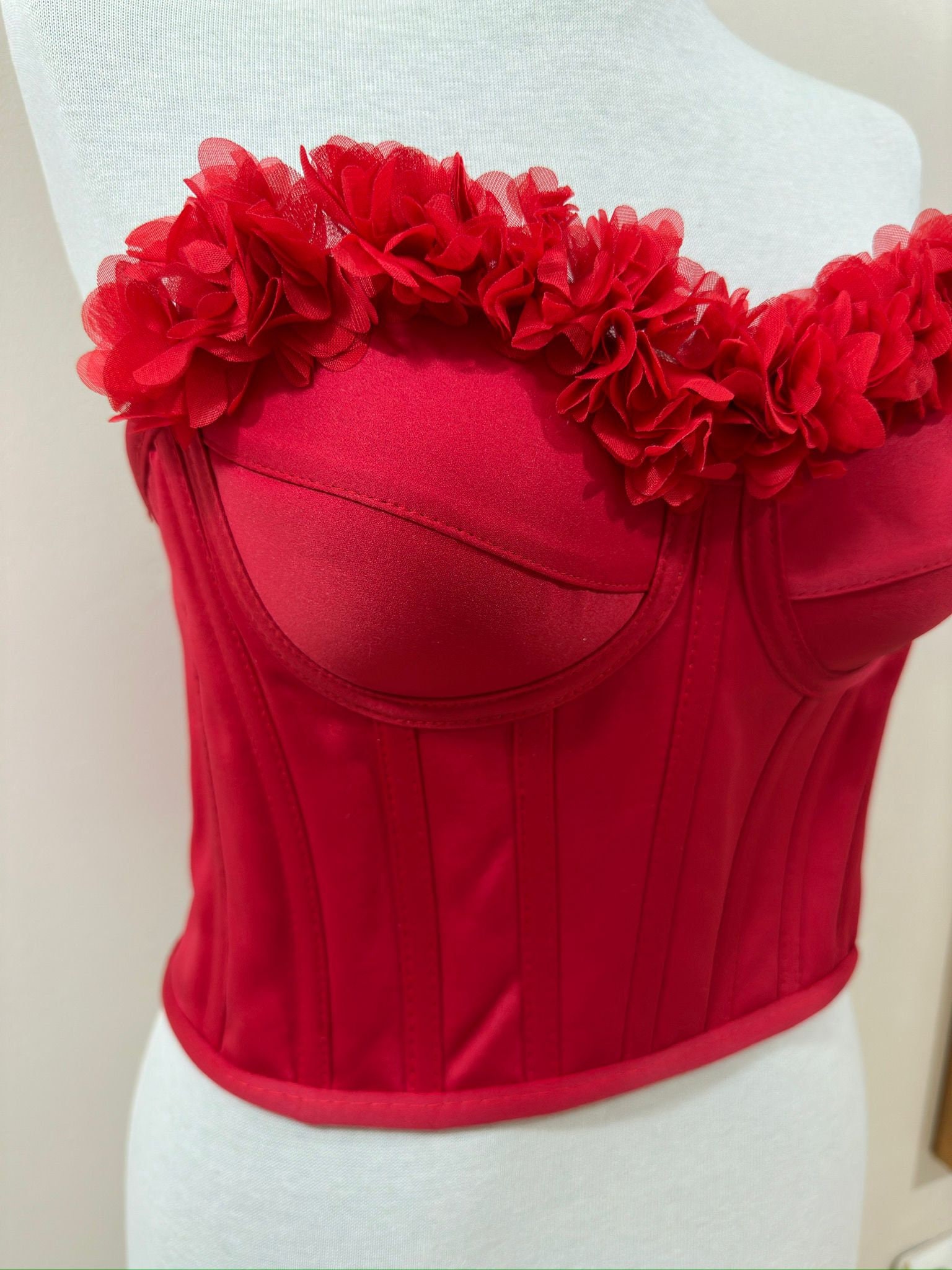 Red Satin Corset | Bustier Corset Top | Strapless Corset | Mesh Bustier ...