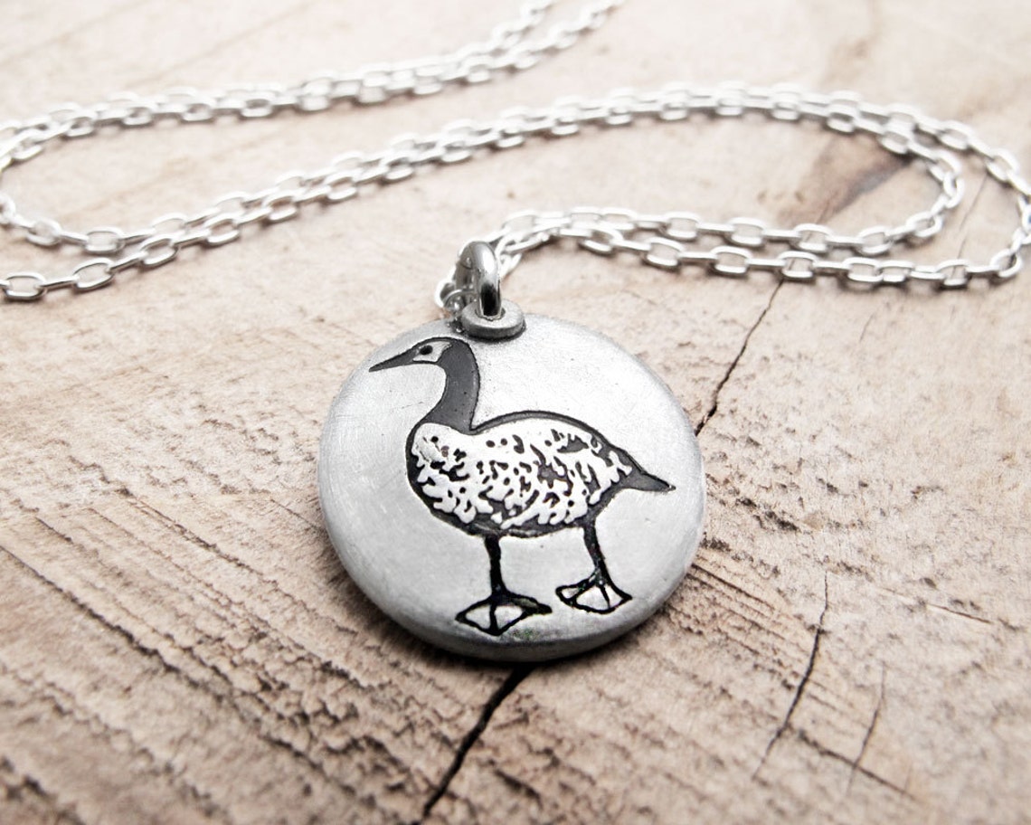 Little Canada Goose Necklace in Silver | Etsy