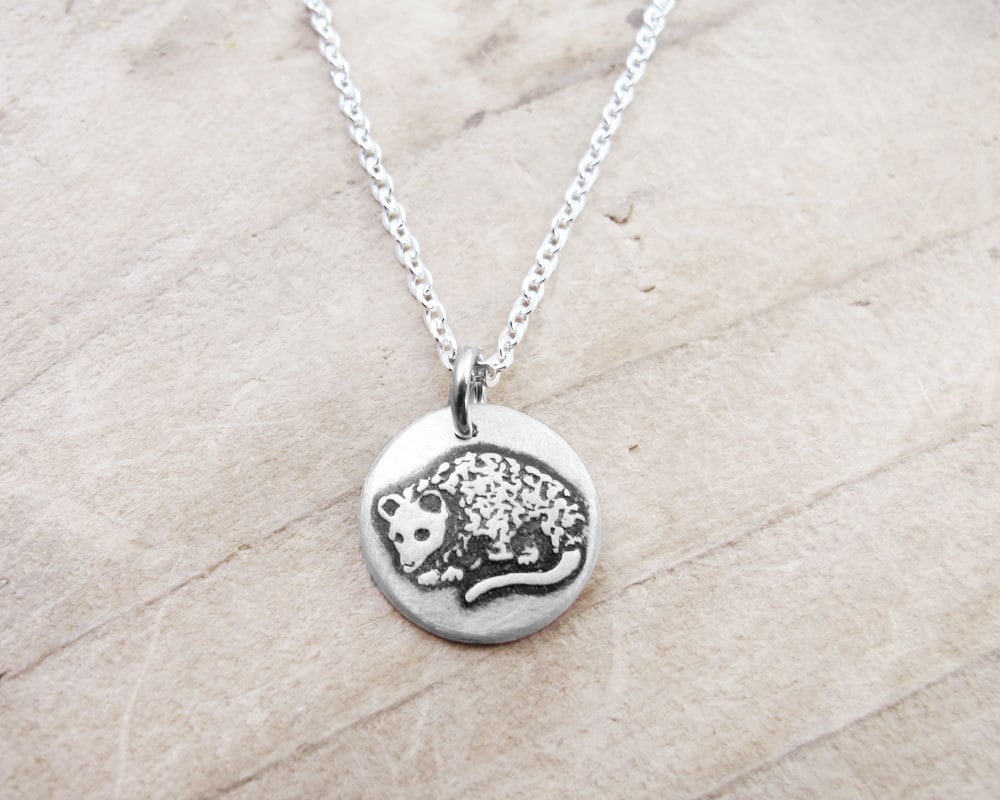 Tiny Opossum Necklace in Silver - Etsy