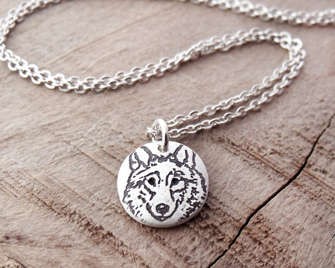 Tiny silver Wolf necklace gift for wife or girlfriend | Etsy
