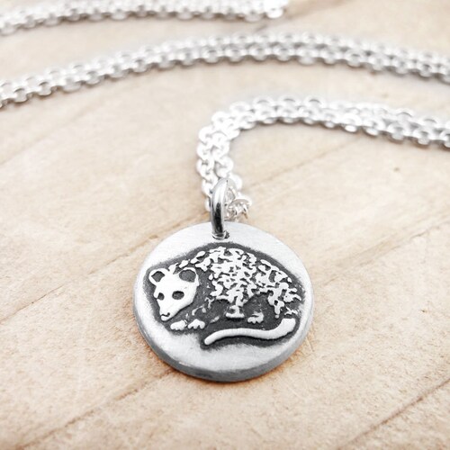 Tiny Silver Opossum Necklace Possum Jewelry - Etsy