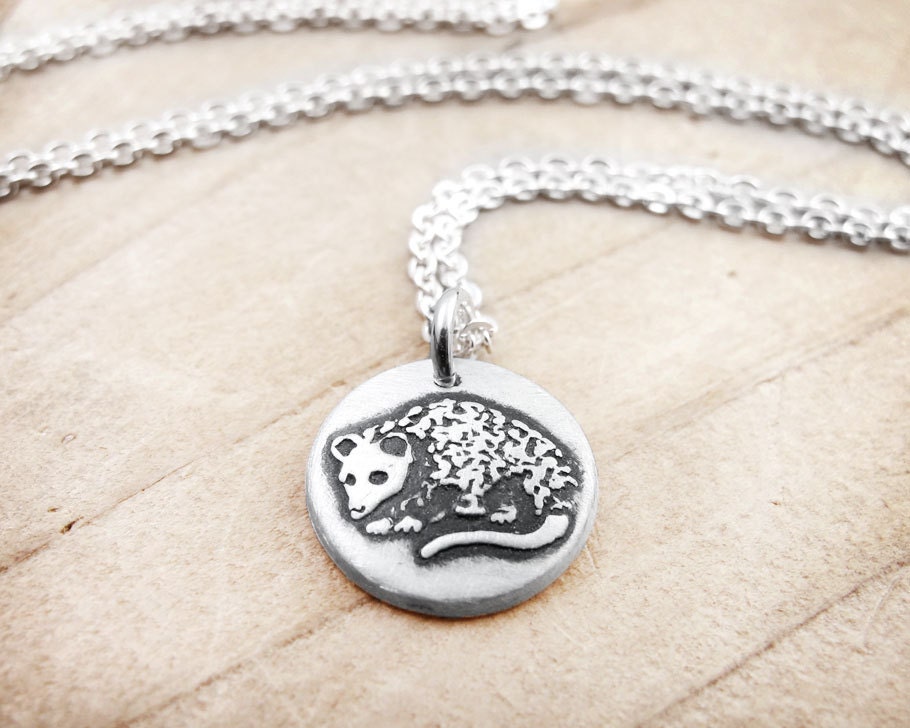 Tiny Opossum Necklace in Silver - Etsy