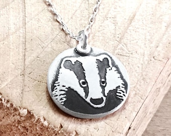 Badger Necklace Baby Badger Jewelry Solid Silver Animal - Etsy
