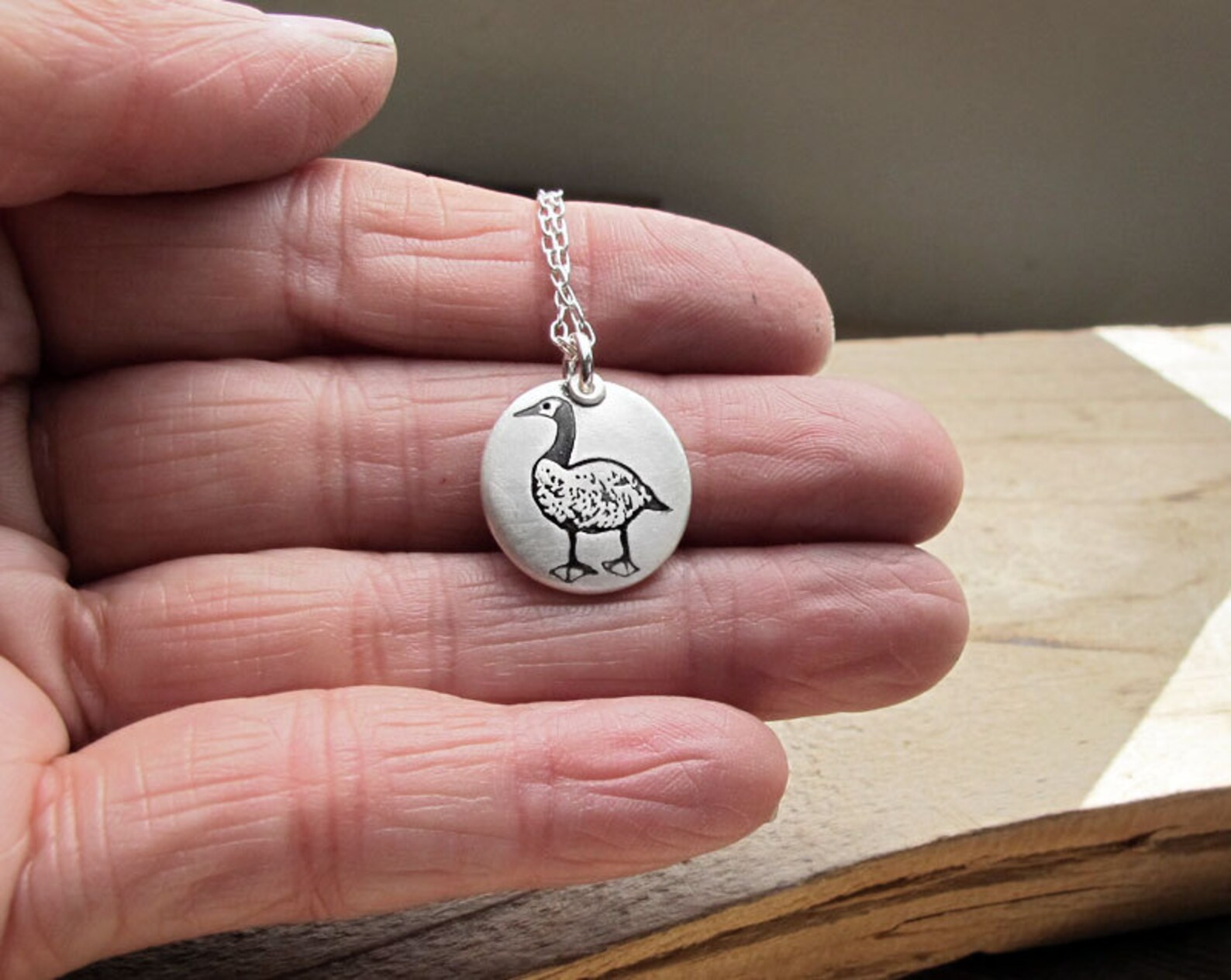 Little Canada Goose Necklace in Silver | Etsy