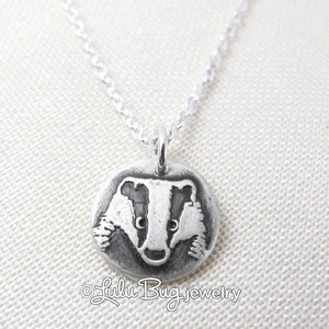 Tiny Silver Badger Necklace - Etsy