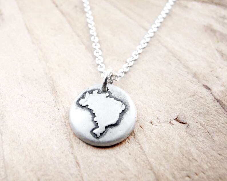 Tiny Map of Brazil Necklace Silver Map Jewelry Brazil Pendant - Etsy
