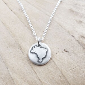 Tiny Map of Brazil Necklace, Silver Map Jewelry Brazil Pendant - Etsy