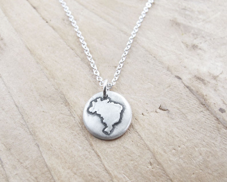 Tiny Map of Brazil Necklace Silver Map Jewelry Brazil Pendant - Etsy