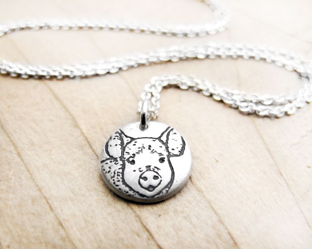 Tiny Pig Necklace in Silver - Etsy