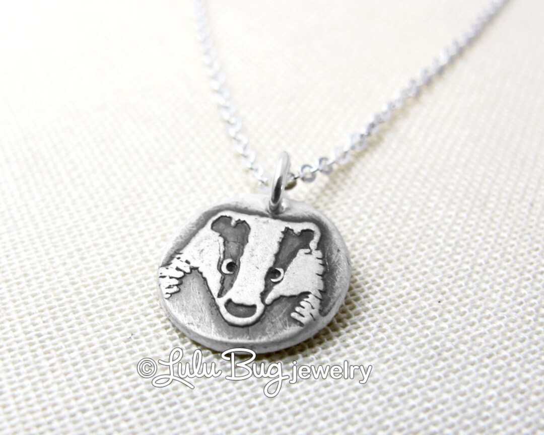 Tiny Silver Badger Necklace - Etsy