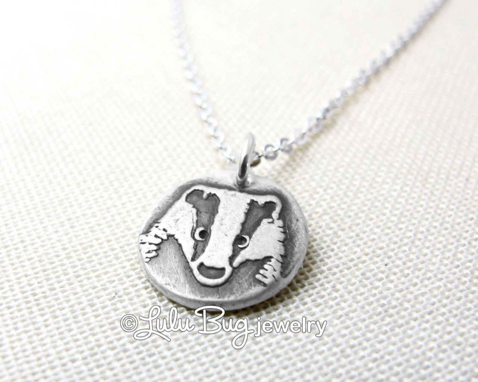 Tiny Silver Badger Necklace - Etsy
