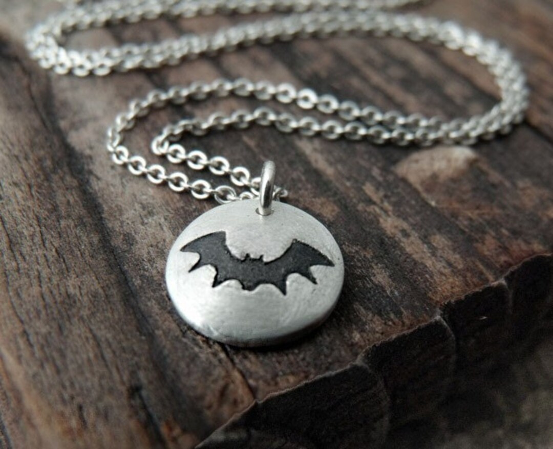 Tiny Bat Necklace in Silver - Etsy