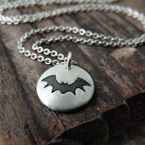 Bat Necklace Halloween Necklace Silver Bat Charm Bat Pendant - Etsy