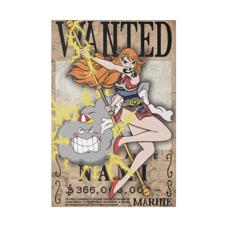 One Piece Navigator Nami Wanted Poster, Wall Art, Anime Home Decor ...