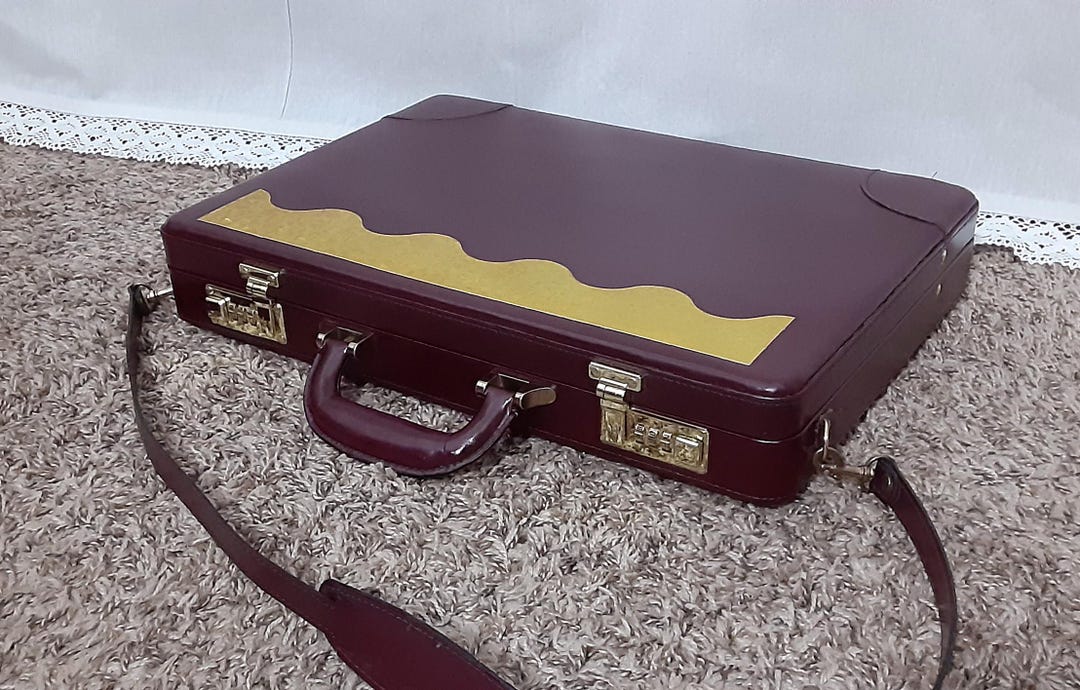 Vintage Monarch Leather Combination Lock Hard Shell Slim Briefcase ...