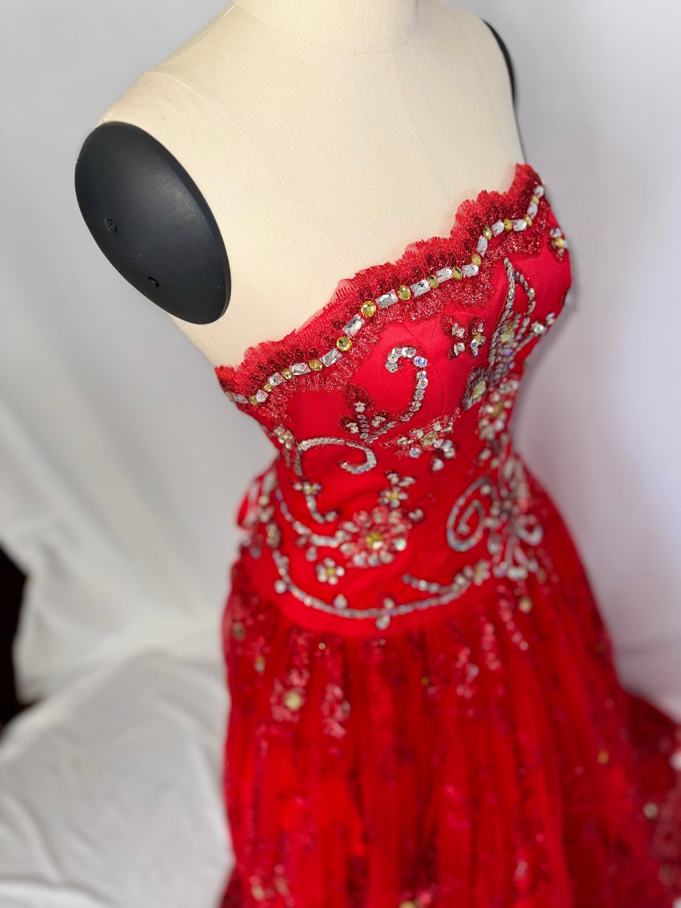 Red Princess Ball Gown, Corset Quinceanera Dress, Sweet 16, Sweetheart ...