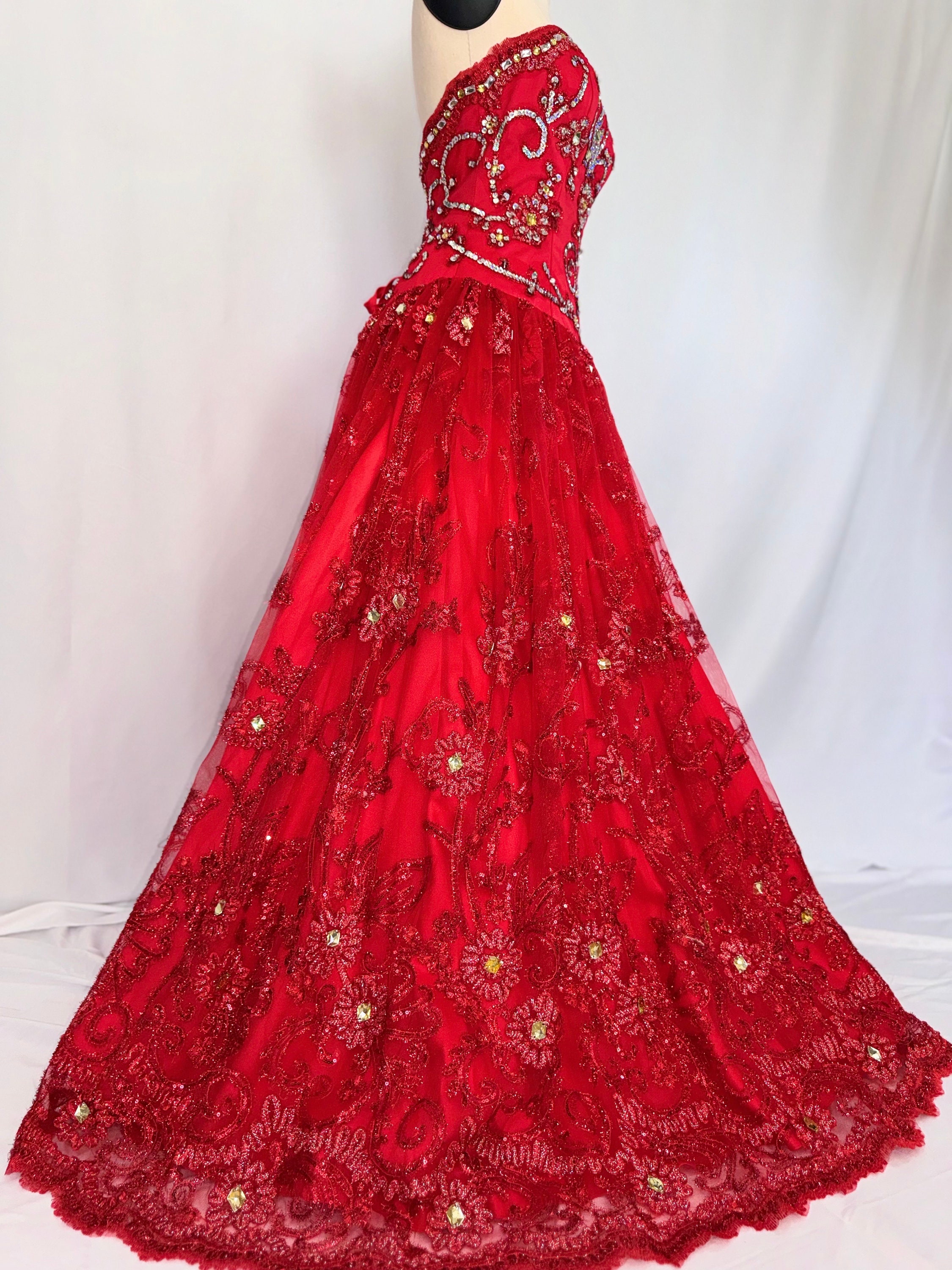 Red Princess Ball Gown, Corset Quinceanera Dress, Sweet 16, Sweetheart ...