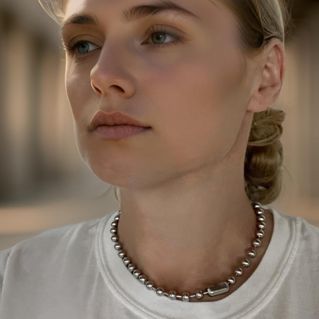 Minimalist Industrial Ball Chain Necklace for Women, 6 Mm Beads - Etsy