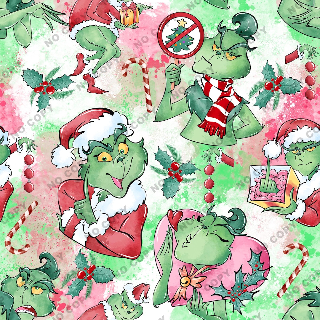Grinch Seamless File, Minecraft Digital Paper, Video Game Digital Paper,cartoon Seamless Pattern ...