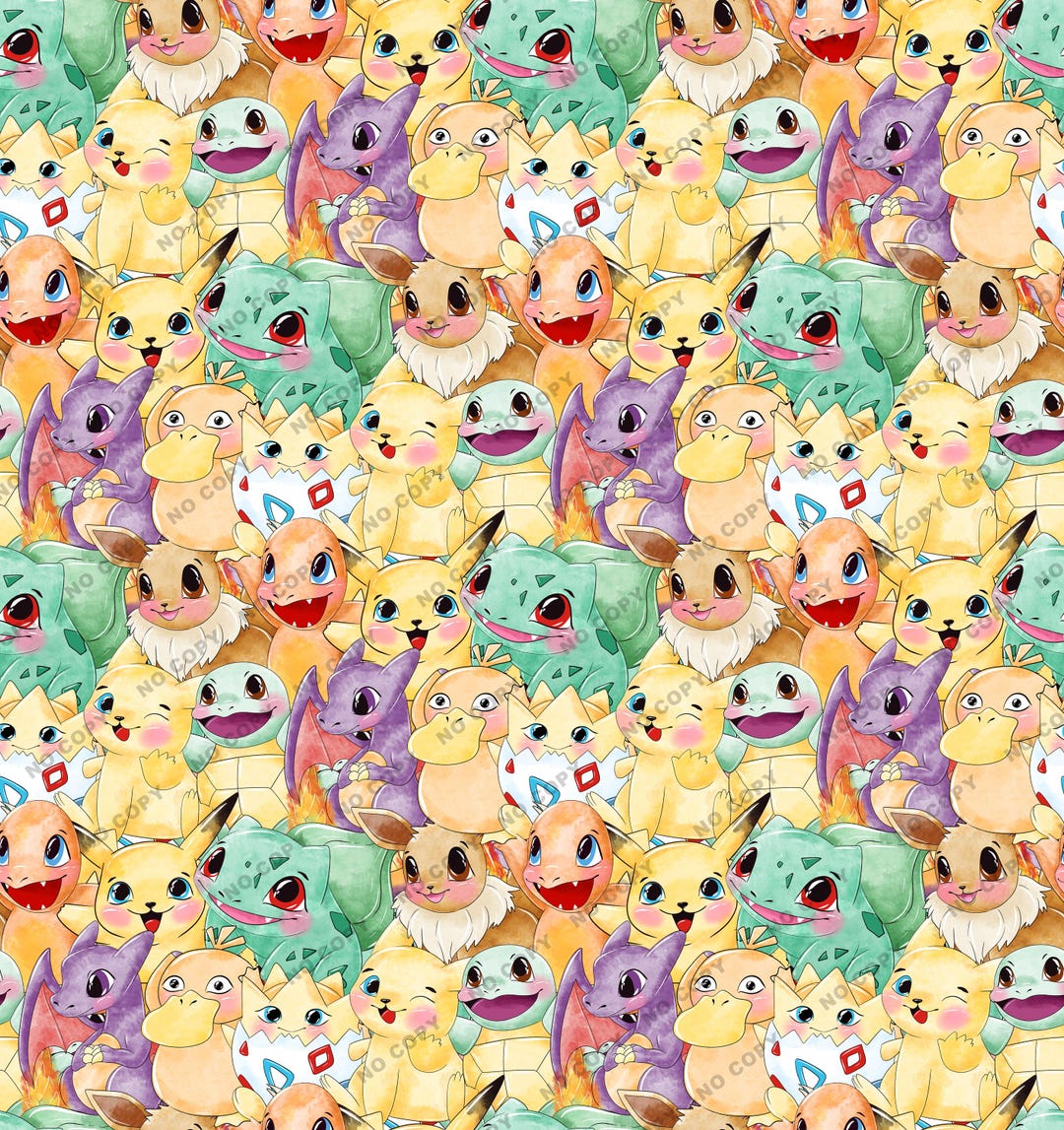 Pokemon Seamless Pattern, Pokeball Seamless Pattern, Cartoon Seamless ...