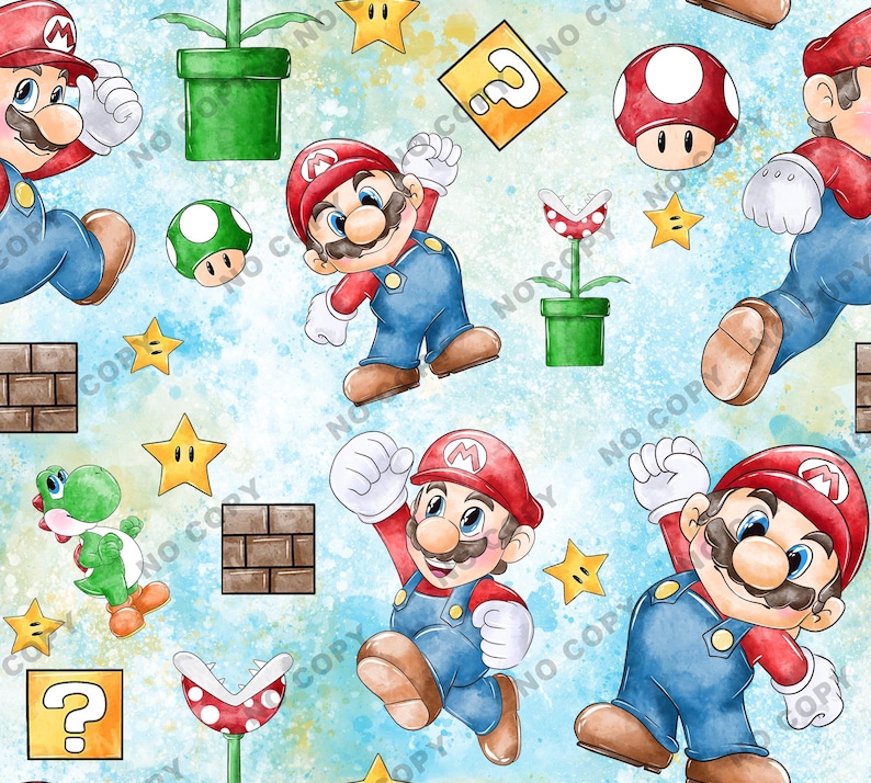 Mario Video Game Pattern, Super Bros Seamless Pattern, Bros Cartoon ...