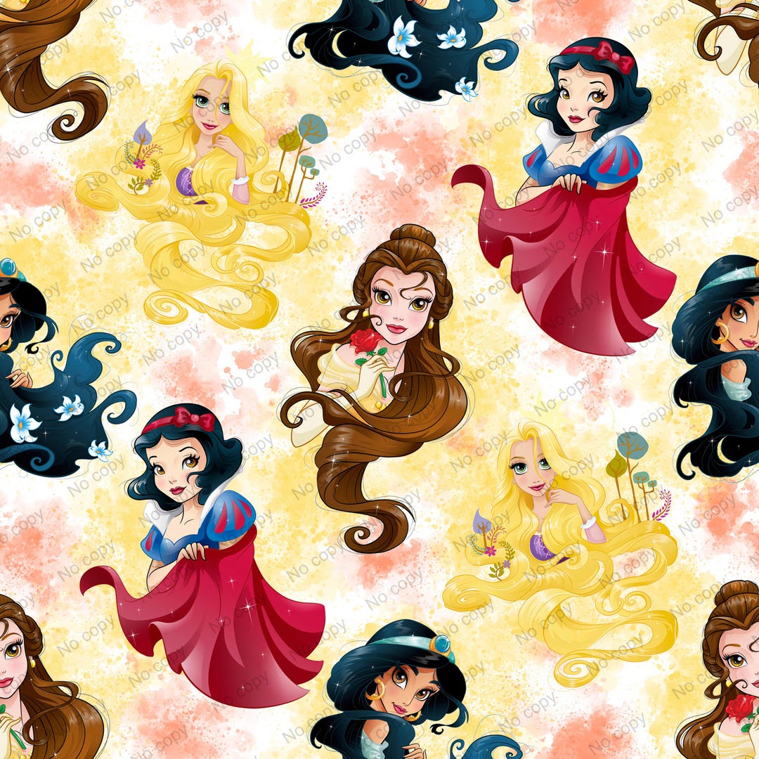 Princesss Seamless Pattern, Princess Digital Paper, Cartoon Seamless ...