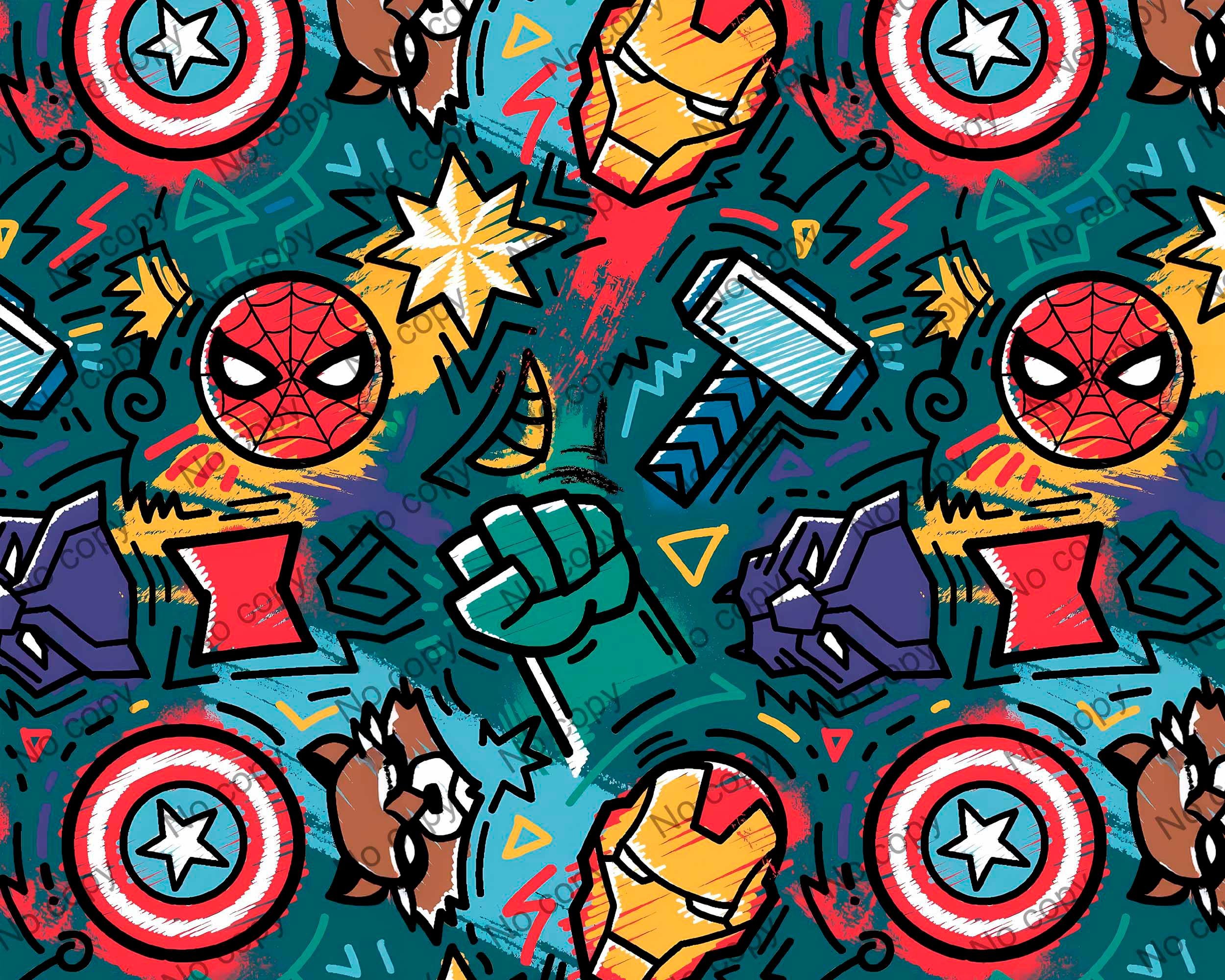Super Hero Seamless Pattern, Cartoon Seamless Pattern, Super Hero ...