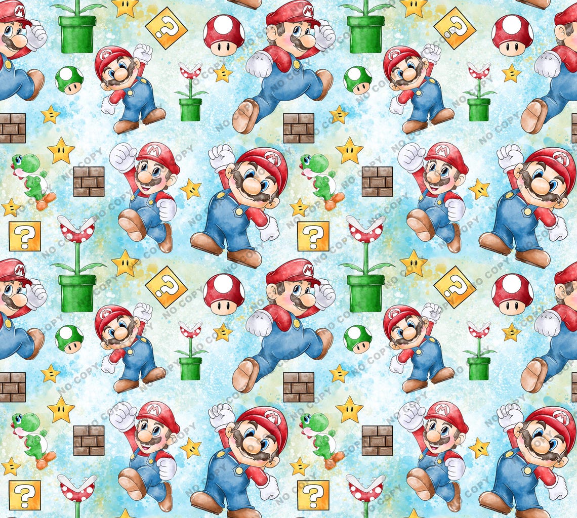 Mario Video Game Pattern, Super Bros Seamless Pattern, Bros Cartoon ...