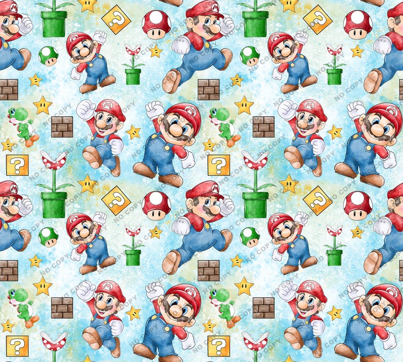 Mario Video Game Pattern, Super Bros Seamless Pattern, Bros Cartoon ...