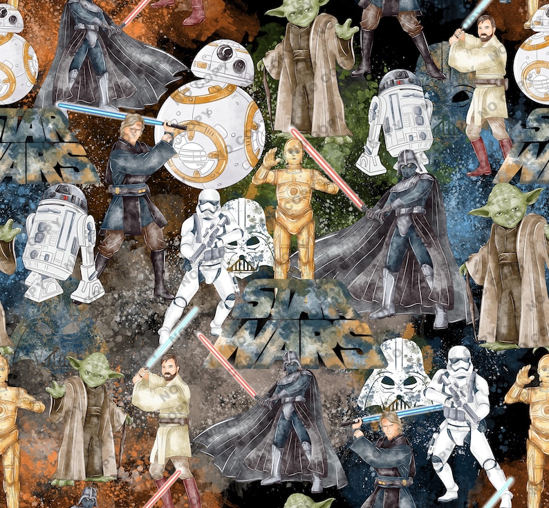 Space Wars Digital Paper, Star Wars Seamless Pattern, Galactic Patterns ...