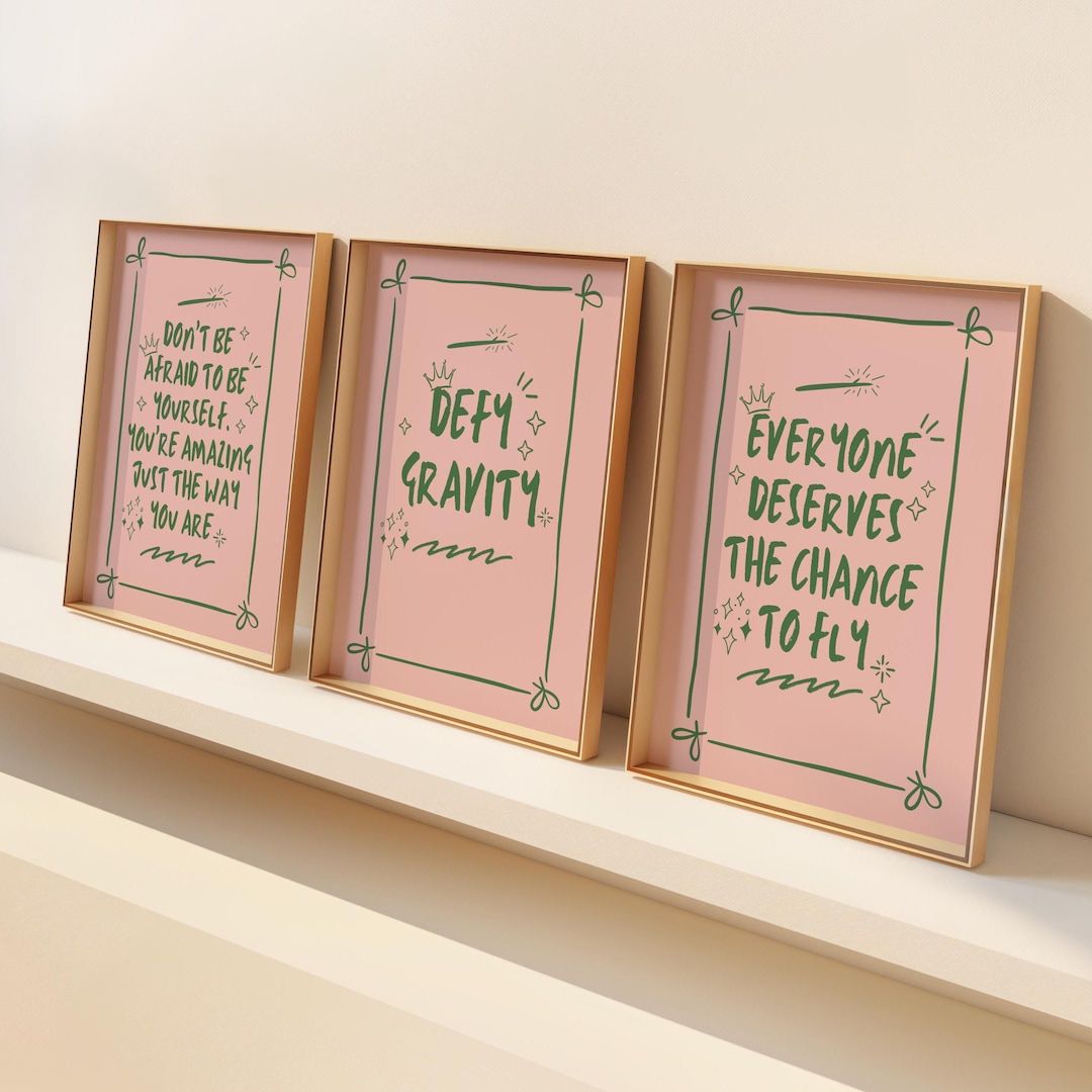 Wicked Quote Set of 3 Wall Art Modern Wicked Witch Wall Art Minimalist ...