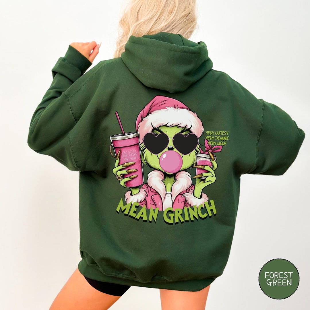Mean Grinch Hoodie Sweatshirt for Women Mom Kids Daughter, Grinch ...