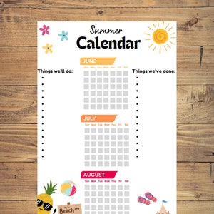 Printable Summer Calendar Poster | Summer Activities Calendar | Summer ...