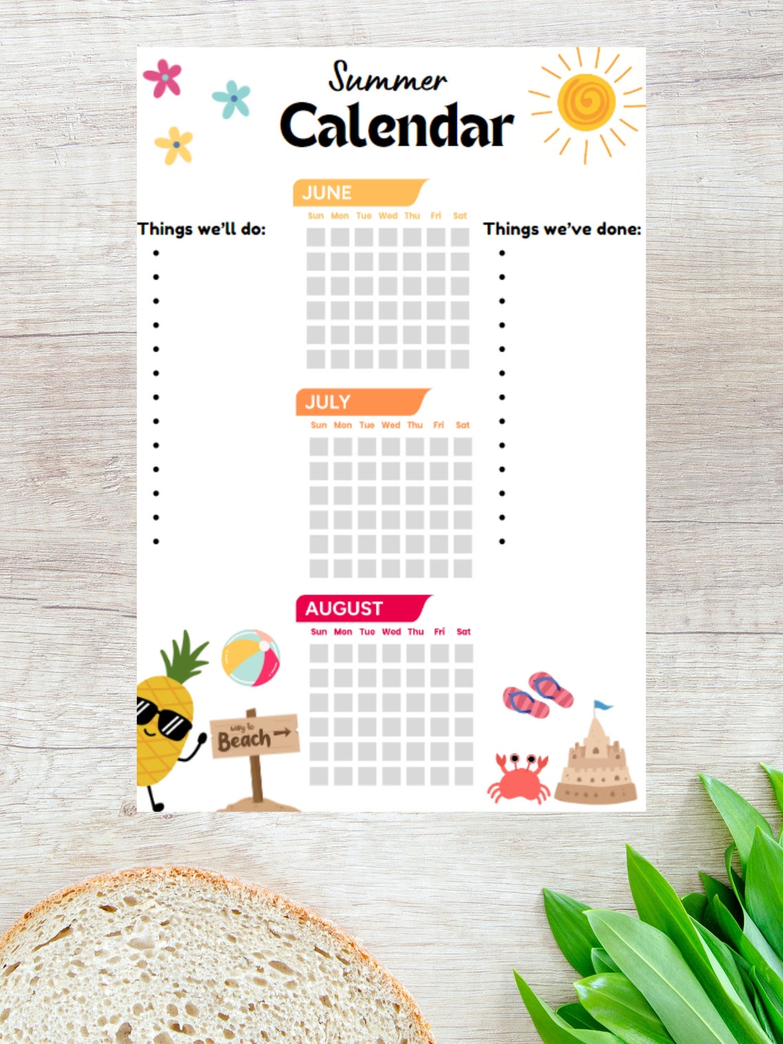 Printable Summer Calendar Poster | Summer Activities Calendar | Summer ...