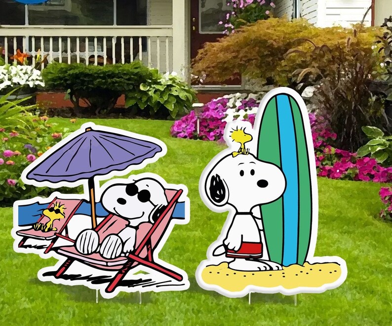 Vintage Snoopy Surfing Yard Sign Peanuts Decor - Etsy