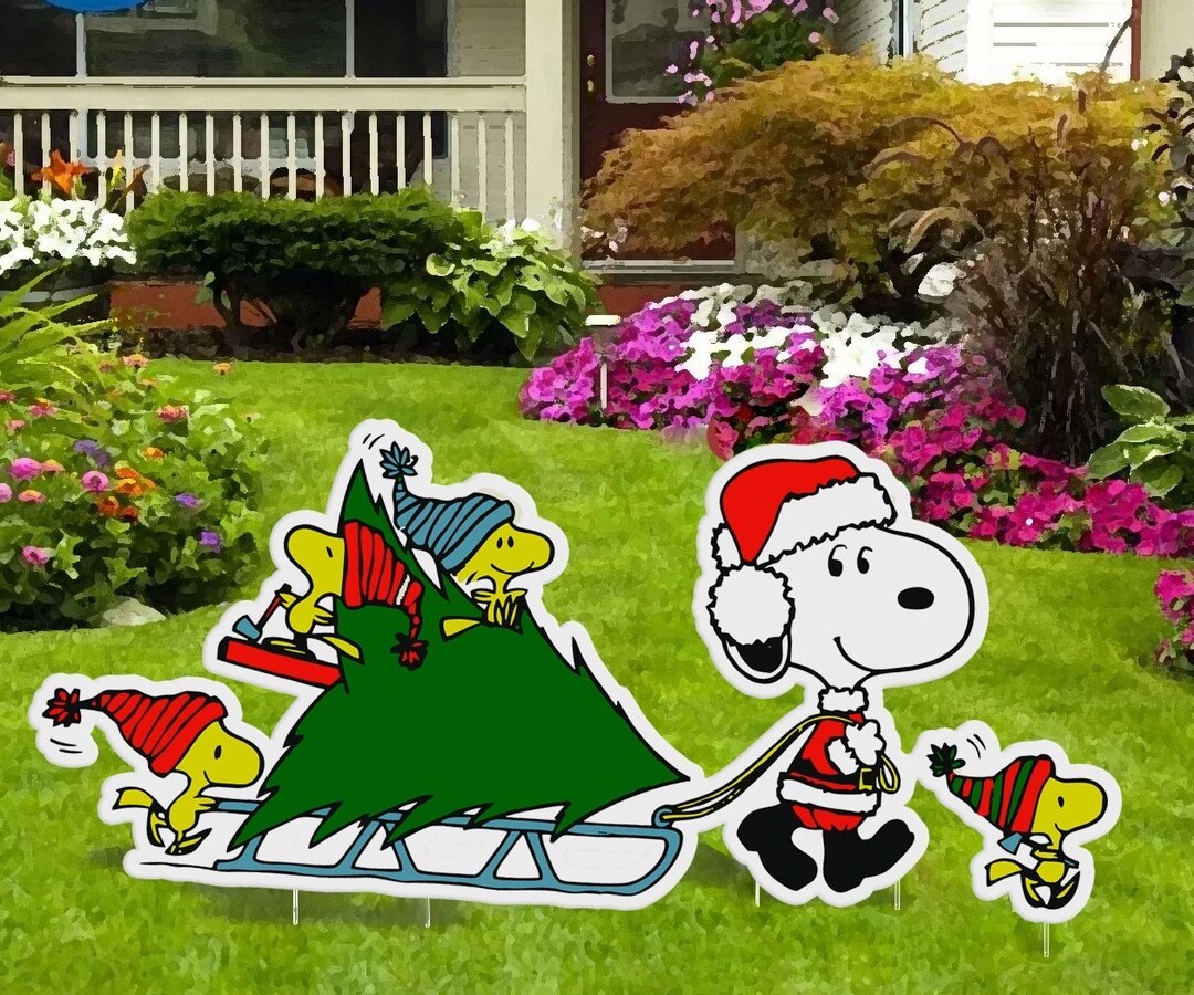 Snoopy Sledding Christmas Yard Sign - Etsy