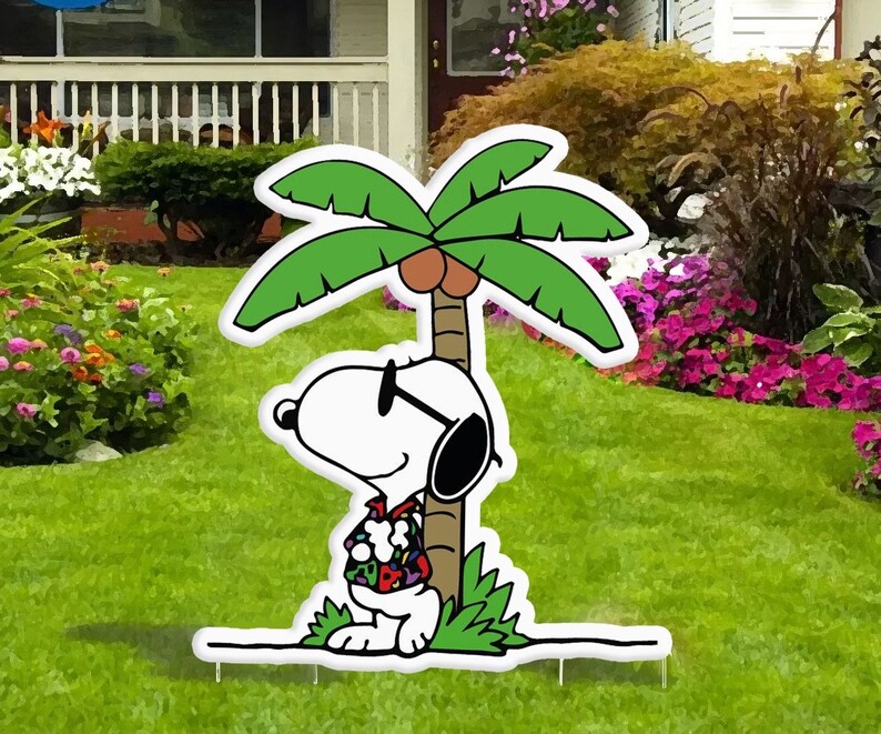 Summer Snoopy Palm Tree Yard Sign Peanuts Decor - Etsy