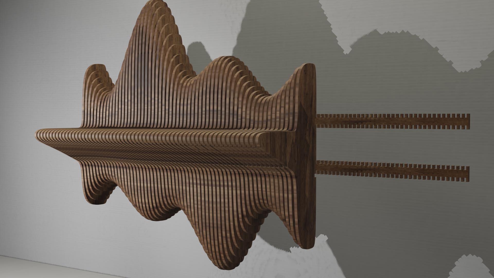 Parametric Wall Shelf, Wavy Wooden Wall Decor, Modern Furniture Wooden ...