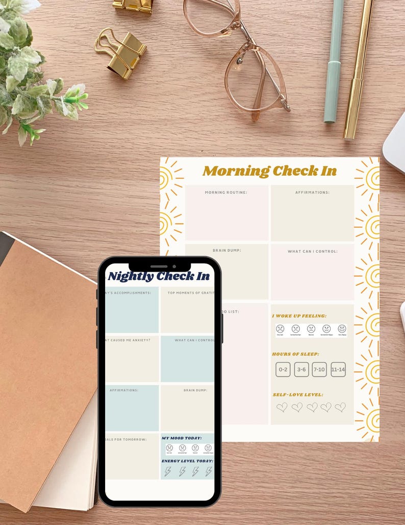 Morning & Nightly Anxiety Relief Check-in Journal: Daily Prompts for a ...