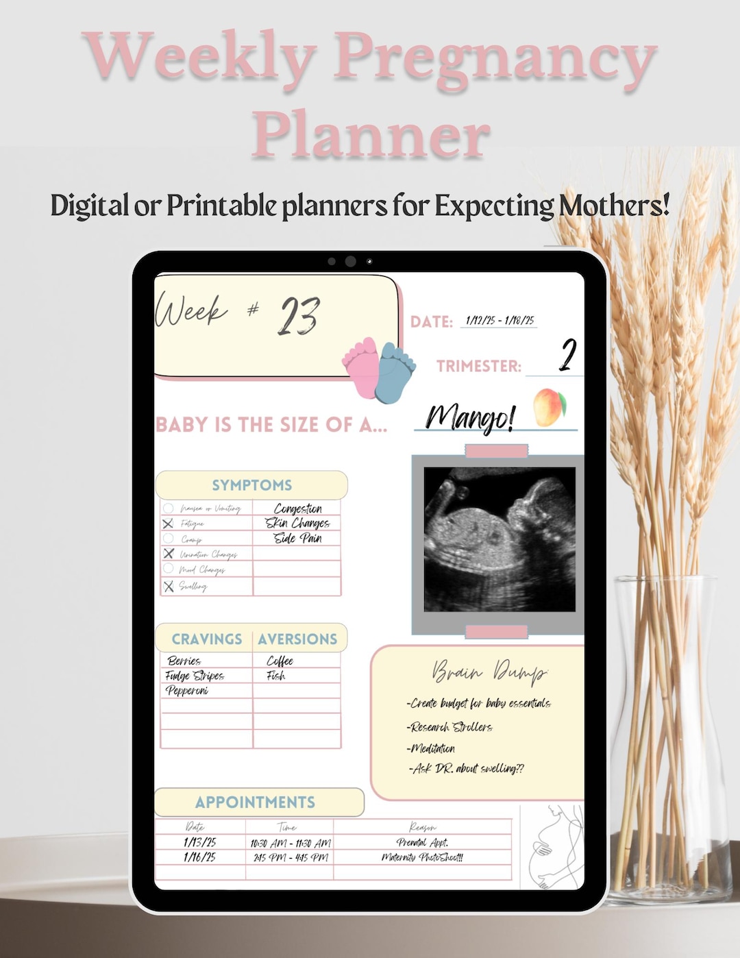 Pregnancy Planner Template | Weekly Digital & Printable Pregnancy ...