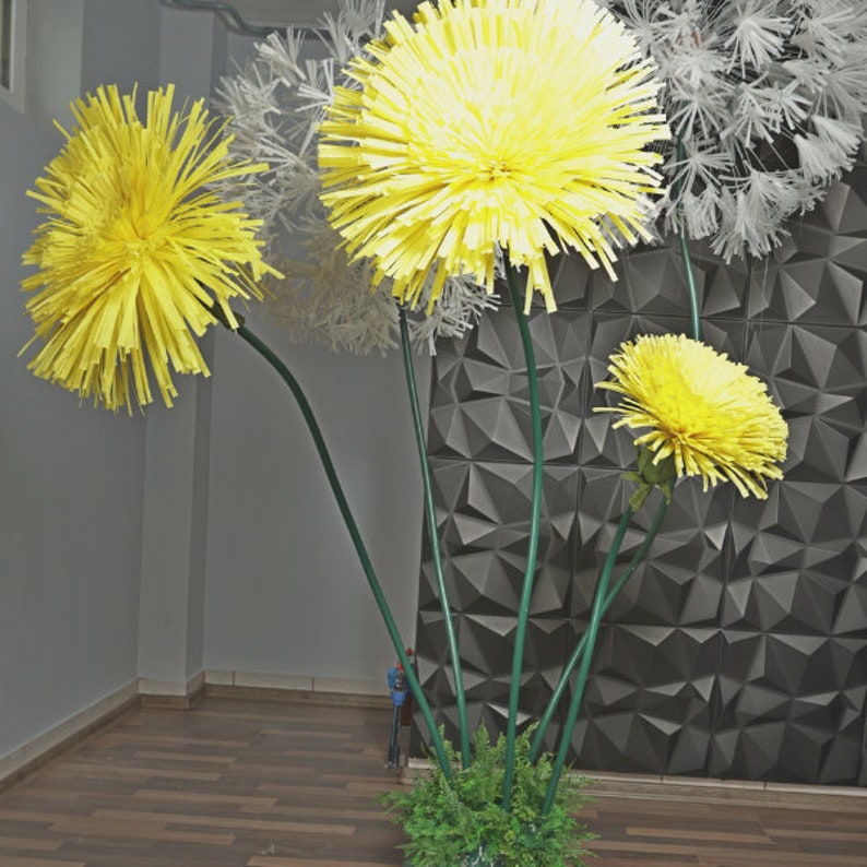 Giant Standing Paper Dandelion With Stem | Huge Paper Flower Photo Prop ...