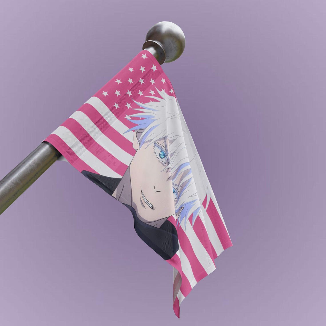 Satoru Gojo Pink Flag, Anime Flag, Japanese Flag, Wall Flag, Room Decor ...